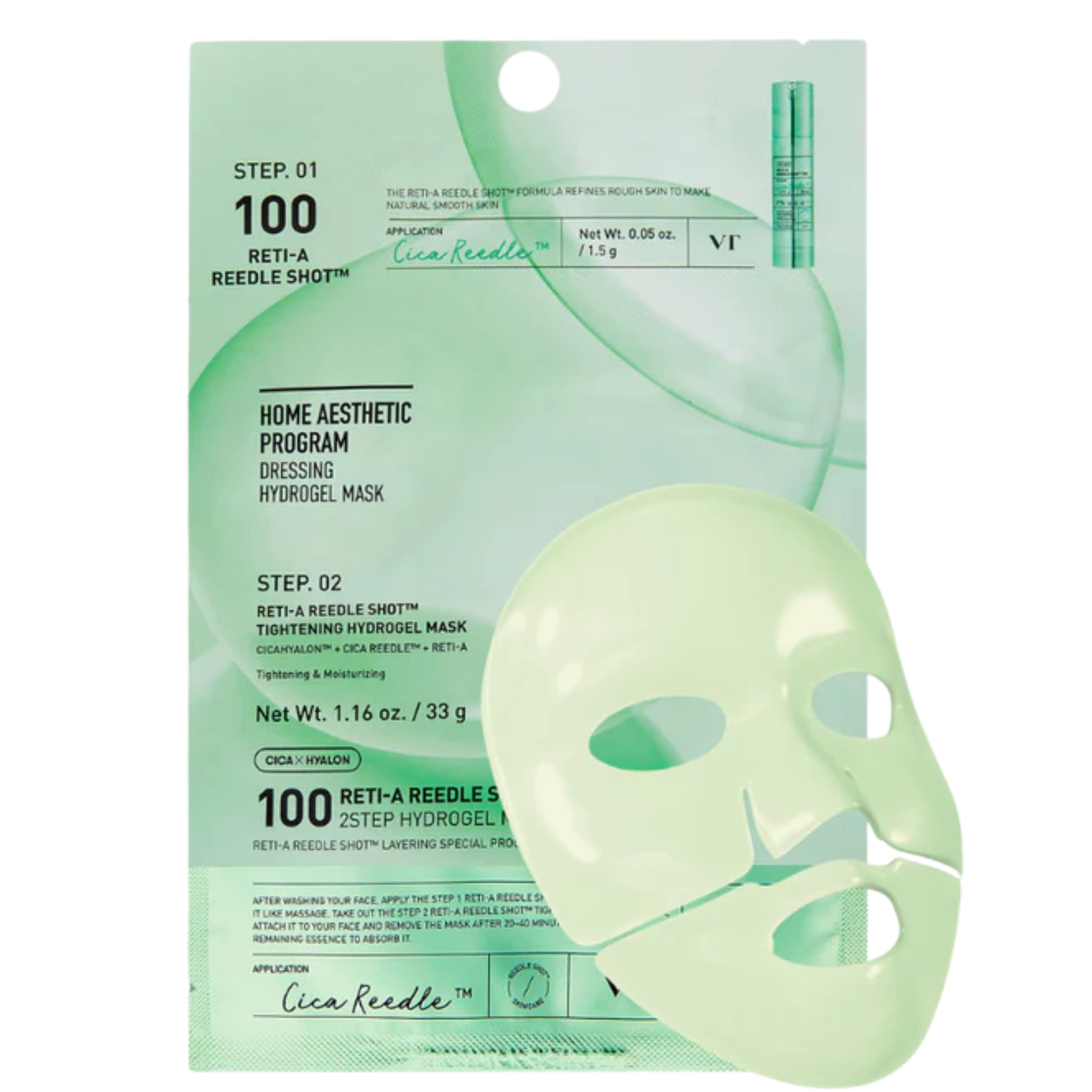 VT Cosmetics Reti-A Reedle Shot 100 2-Step Hydrogel Tightening Mask ...